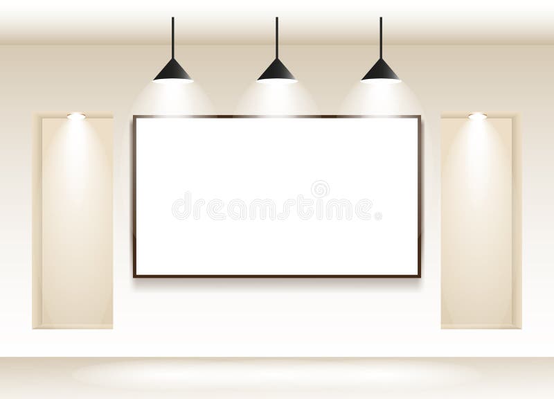 Gallery Interior with Empty Frame on Wall by Vector Design Stock Vector ...