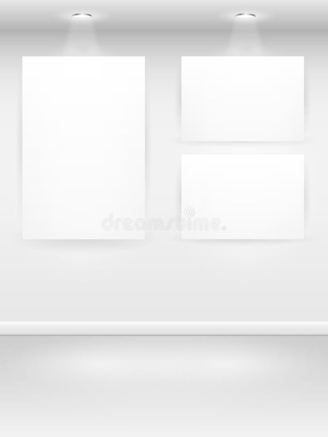 Gallery Interior with Empty Frames on Wall. Stock Vector - Illustration of blank, floor: 22992995