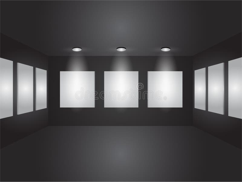 Gallery Interior with Empty Frames on Wall Stock Vector - Illustration of light, empty: 39704169