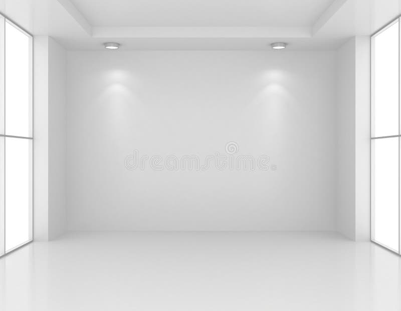 Gallery Interior with Empty Wall and Lights. 3d Rendering Stock ...