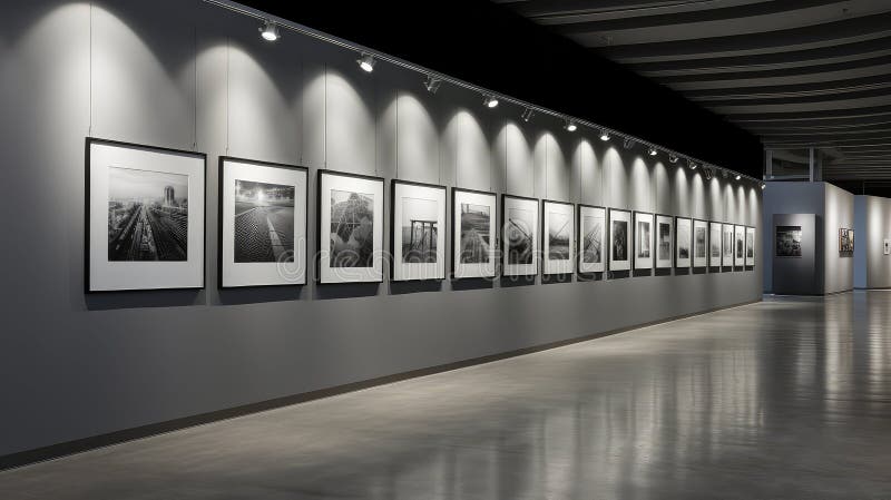 Gallery light grey wall stock illustration. Illustration of visitors ...