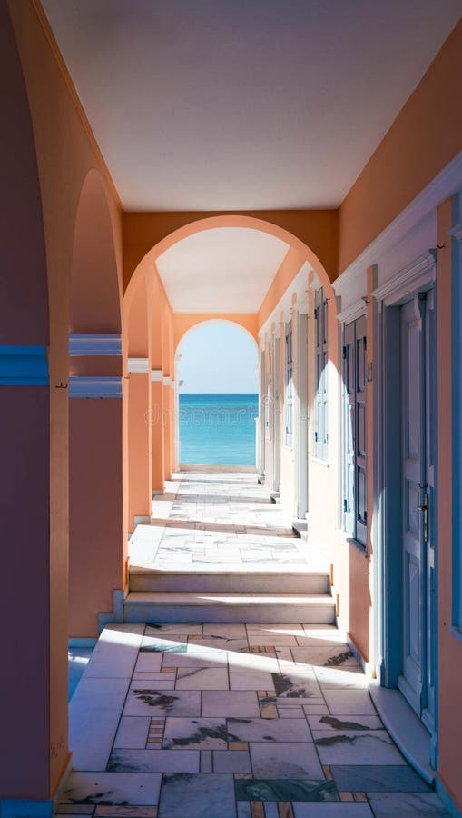 Gallery Mediterranean Architecture Stock Image - Image of town, gallery ...