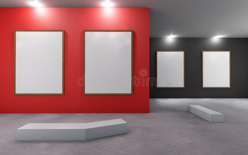 Gallery Museum Placard Red and Black Wall Stock Illustration ...