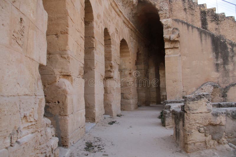 Remained Corridor in the Amphitheater of El Gem, Tunisia Stock Image ...