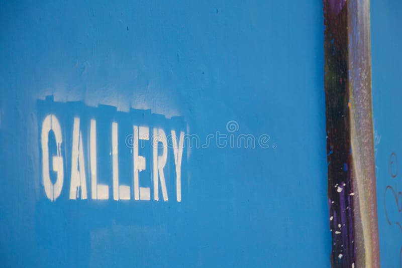 Gallery stock photo. Image of signage, wall, blue, sign - 78683760