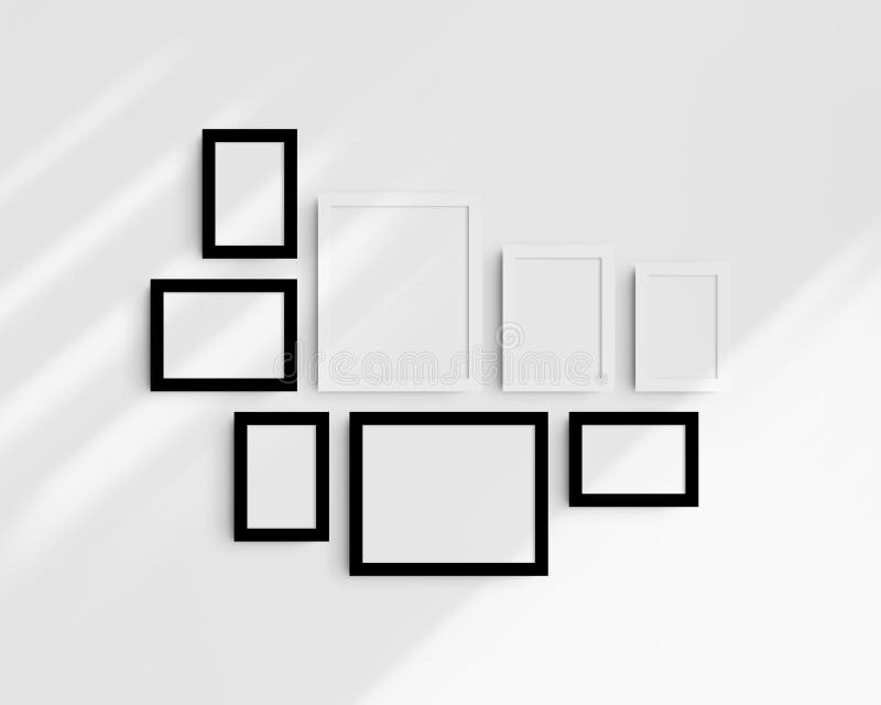 Gallery Wall Mockup Set, 8 Black and White Frames. Clean, Modern, and ... Gallery Wall Mockup Set, 8 Black and White Frames. Clean, Modern, and ...