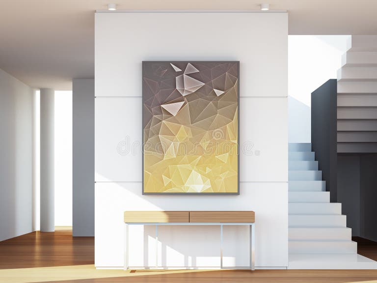 Gallery Wall Modern Interior - 3D Rendering Stock Illustration ...