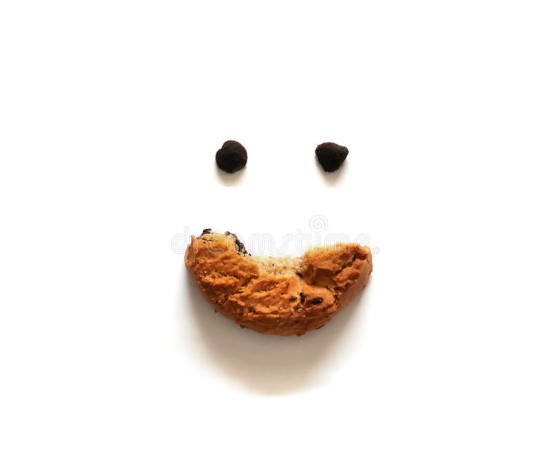 Galleta Mordida Sonriente Aislada De Fondo Blanco Imagen de archivo ...