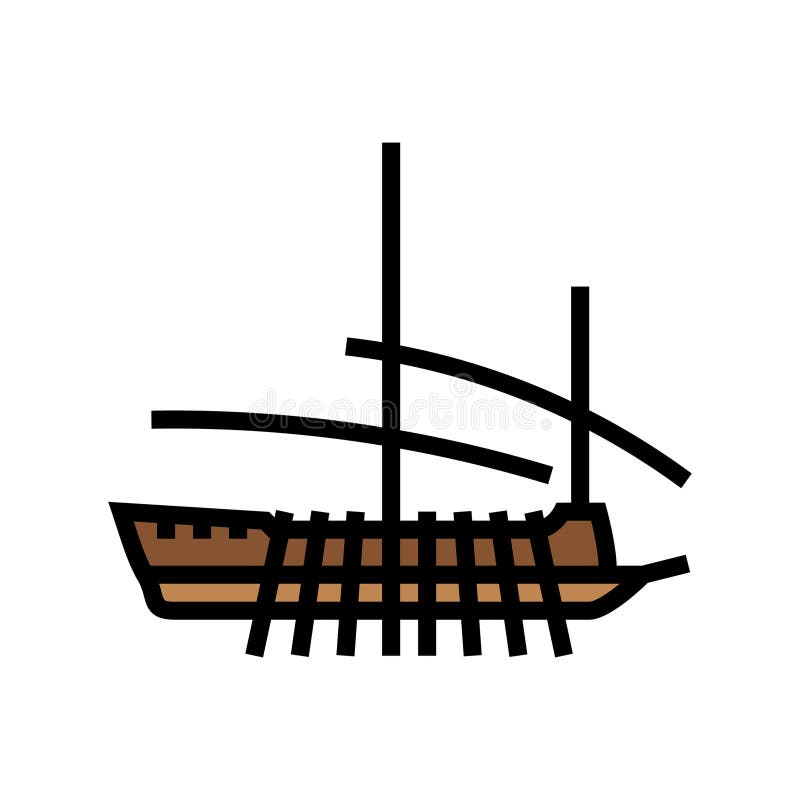 Galley Ancient Ship Color Icon Vector Illustration Stock Illustration ...