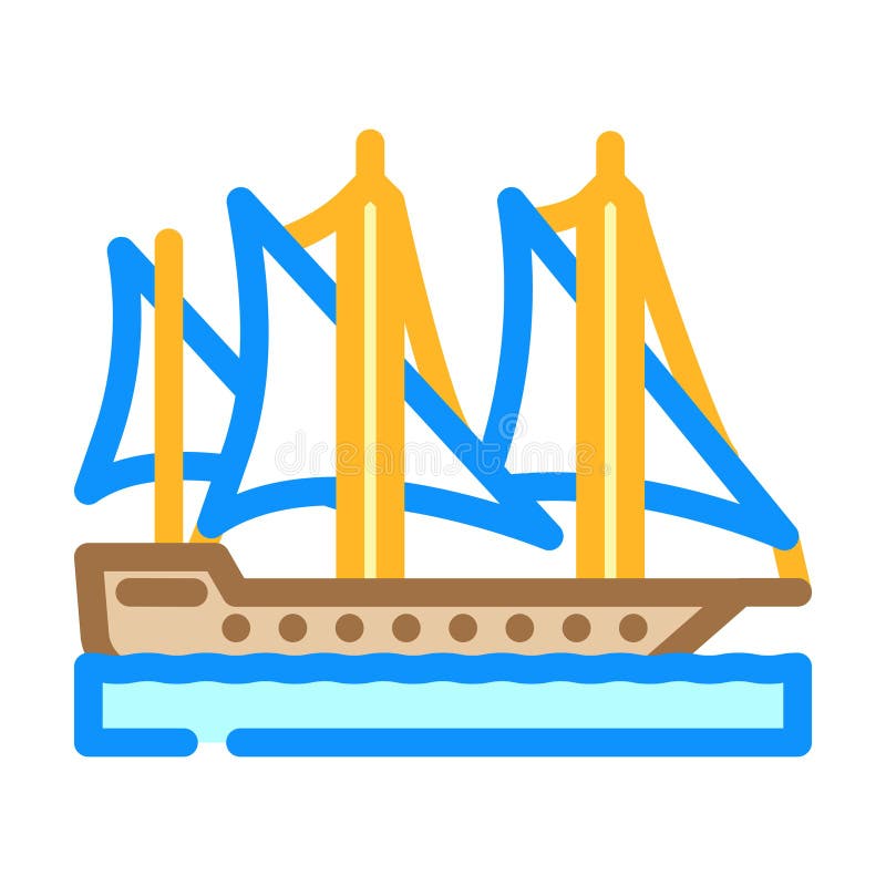 Galley Ancient Ship Color Icon Vector Illustration Stock Illustration ...