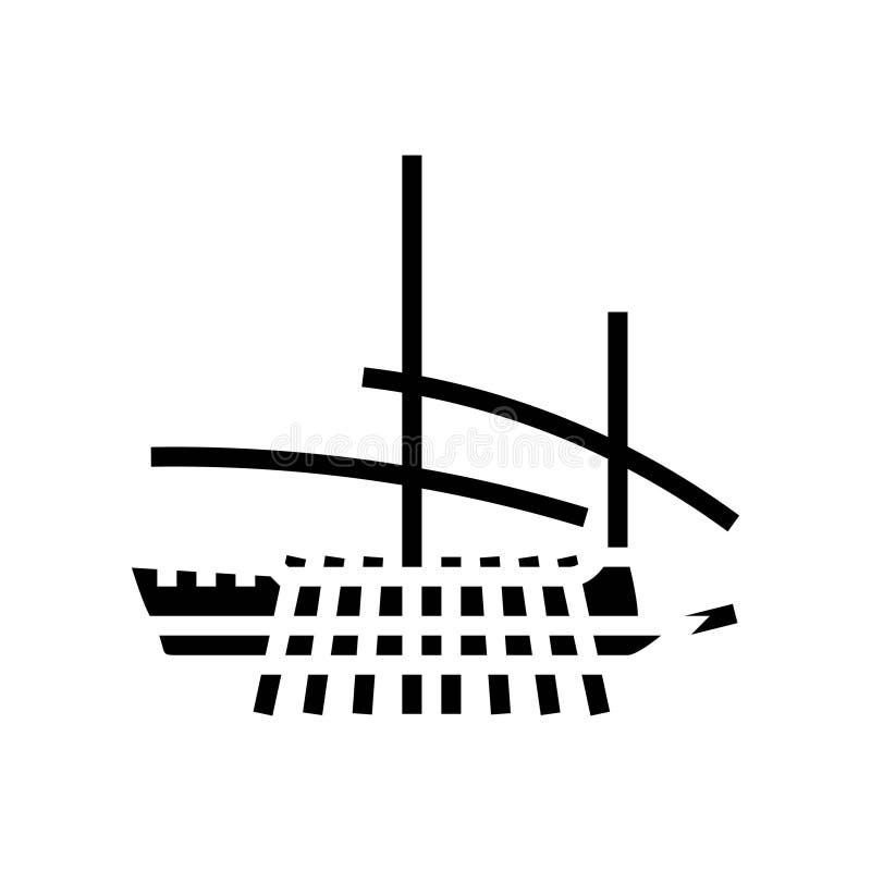 Galley Ancient Ship Glyph Icon Vector Illustration Stock Illustration ...