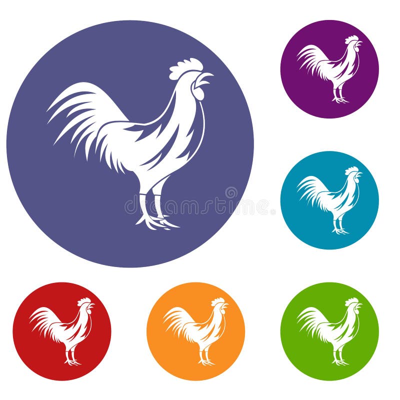 Gallic rooster icons set stock vector. Illustration of gallic - 95959507