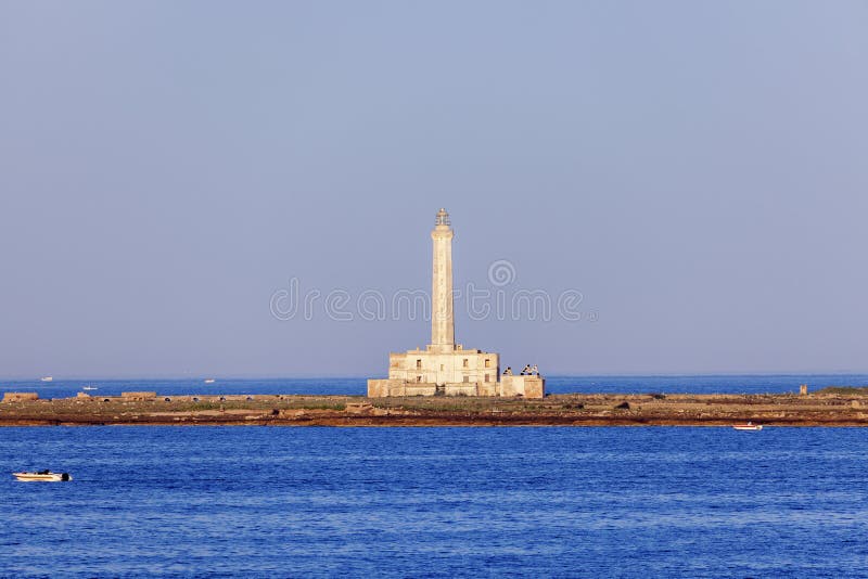 Gallipoli lighthouse stock photo. Image of boat, apulia - 69229856
