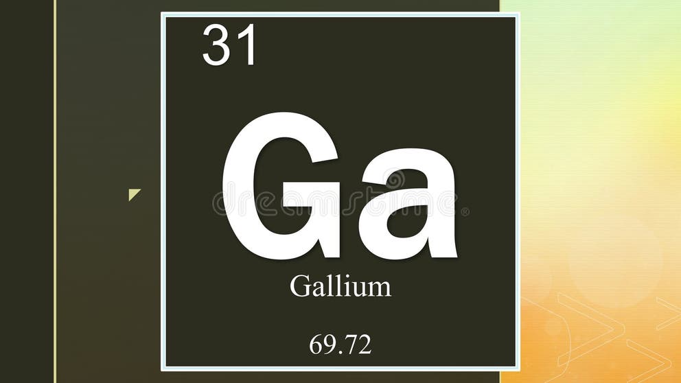 Gallium Chemical Element Symbol on Black Yellow Solid and Gradient ...