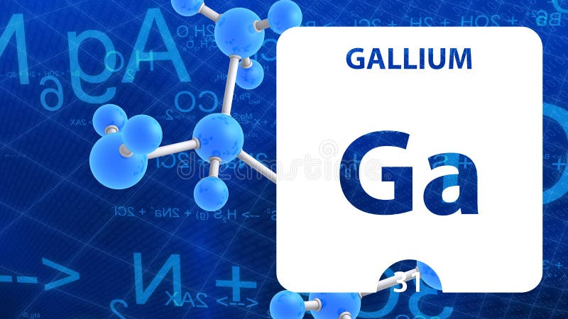 Gallium Ga, Chemical Element Sign. 3D Rendering Isolated on White ...