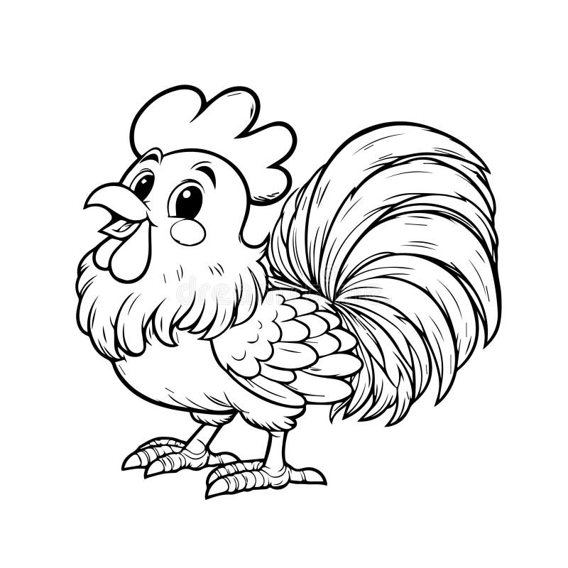 Vector Drawing of a Black and White Rooster Stock Illustration ...
