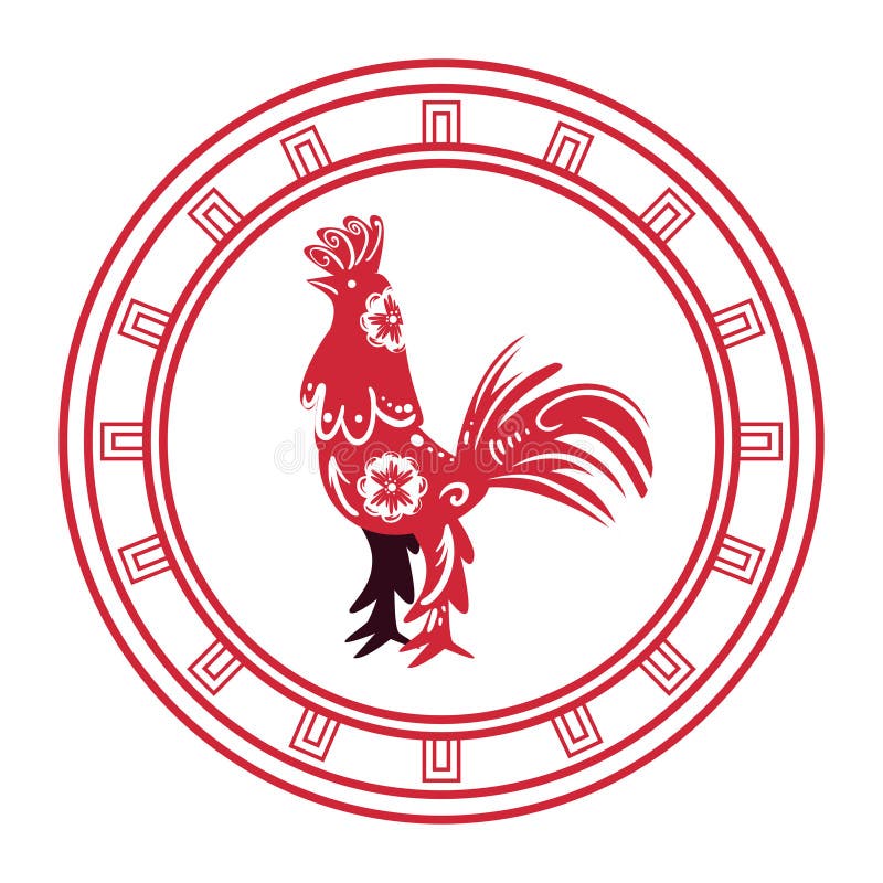 Gallo chino ilustración del vector. Ilustración de muestra - 77835654