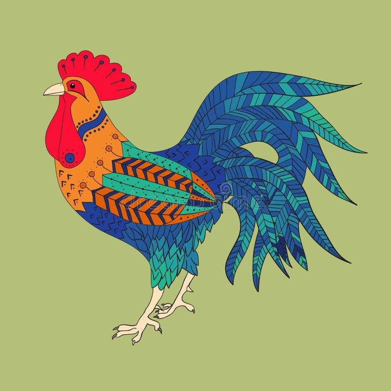 Gallo en color stock de ilustración. Ilustración de mascota - 47460490