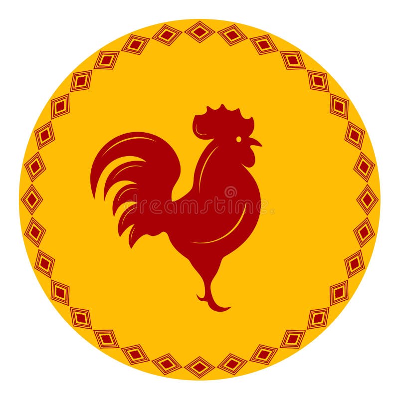 Gallo Rosso Nel Telaio Con Un Ornamento Illustrazione Vettoriale ...