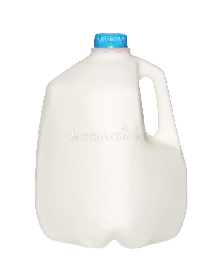 Gallon Milk Bottle with Blue Cap Isolated on White Stock Photo - Image ...