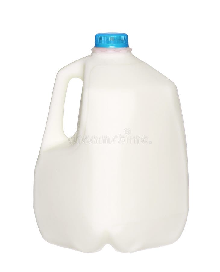 Gallon Milk Bottle with Blue Cap Isolated on White Stock Photo - Image ...