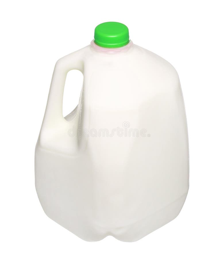 Gallon Milk Bottle with Green Cap on White Stock Image - Image of ...