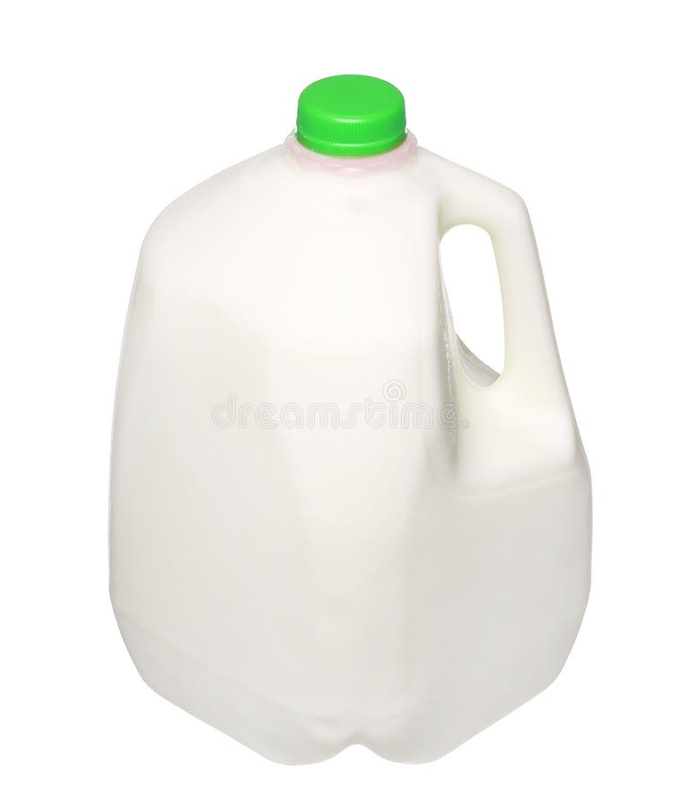 Gallon Milk Bottle with Green Cap on White Stock Image - Image of ...