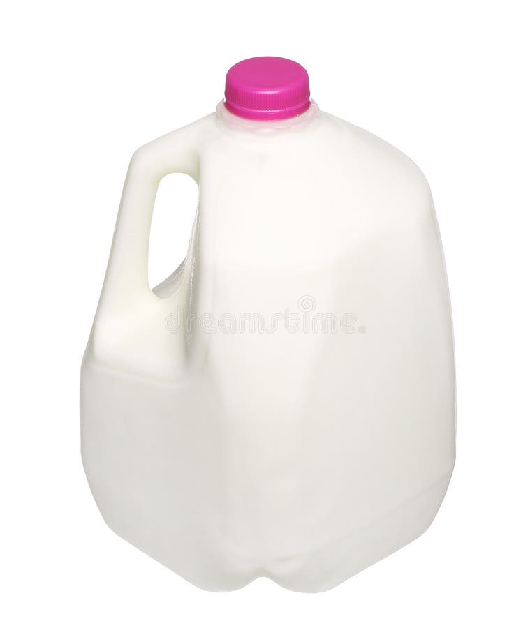 Gallon Milk Bottle with Pink Cap on White Stock Photo - Image of white ...
