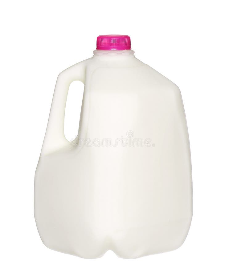 Gallon Milk Bottle with Blue Cap Isolated on White Stock Photo - Image ...