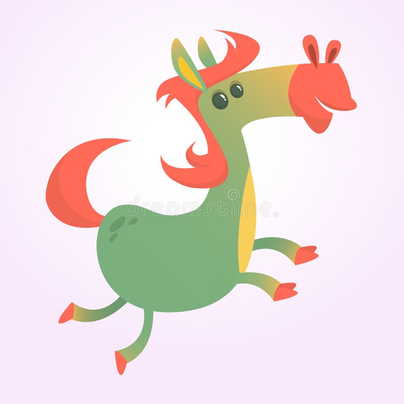 Galloping Cartoon Horse. Vector Isolated. Stock Vector - Illustration ...