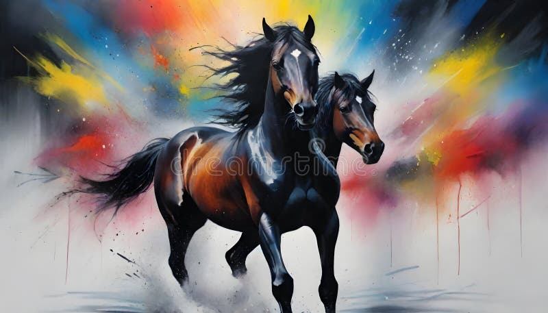 Galloping Horses in Vivid Motion Stock Photo - Image of speed, horses ...