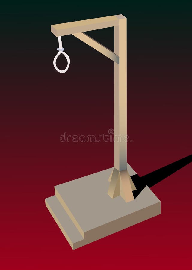Medieval gallows with rope stock illustration. Illustration of render ...