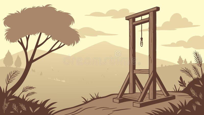 Gallows in Arid, Desolate Open Landscape, Vector Design Generative AI ...
