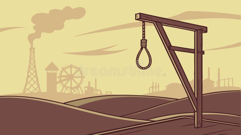 Gallows in Field with Distant Eiffel Tower, Vector Design Generative AI ...