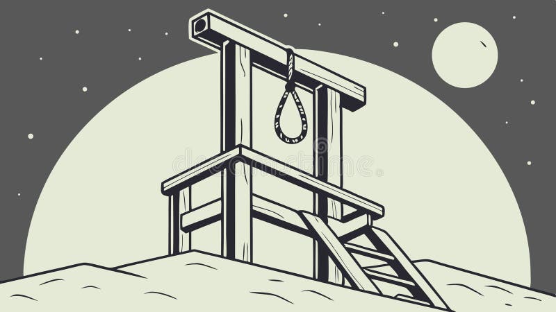 Gallows Under Starry Night, Historical Execution Site, Vector Design ...