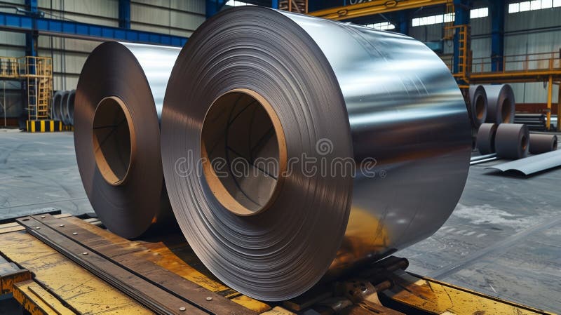 Galvalume Sheet Metal Rolls in Industrial Warehouse Stock Illustration ...