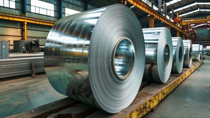 Galvalume Sheet Metal Rolls in Industrial Warehouse Stock Illustration ...