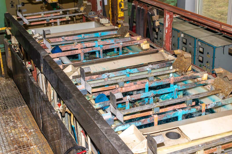 Galvanic Baths for Electrolytic Copper Plating Stock Photo - Image of ...