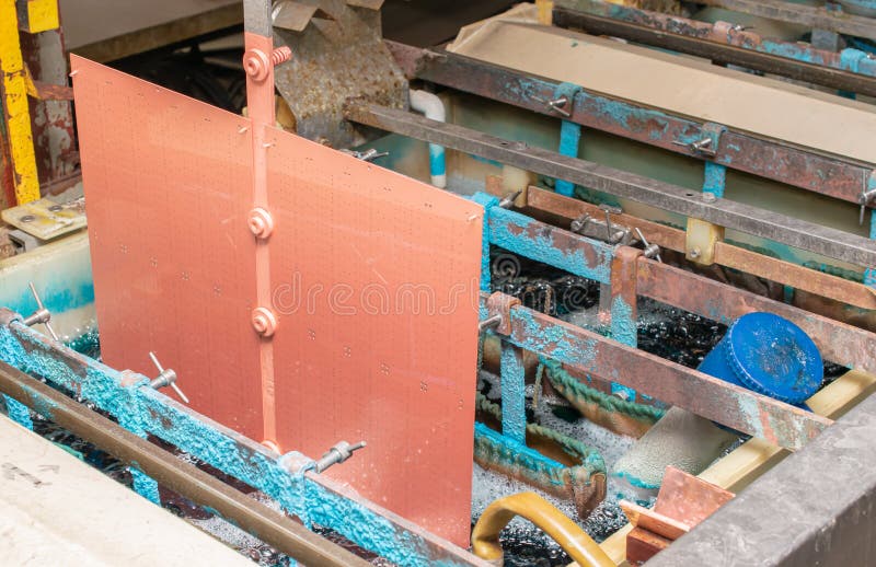 Galvanic Baths for Electrolytic Copper Plating Stock Photo - Image of ...