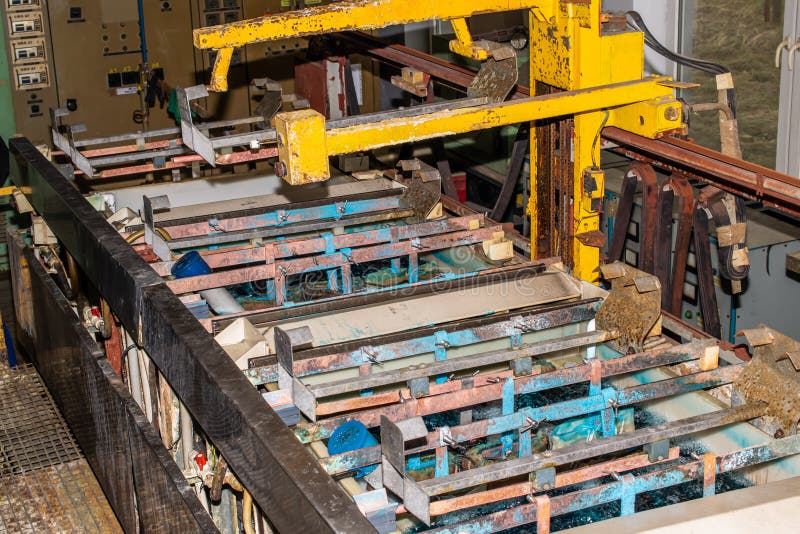 Galvanic Baths for Electrolytic Copper Plating Stock Image - Image of ...