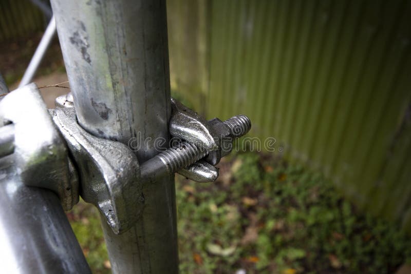 Scaffold pole connection stock photo. Image of galvanising - 164122378