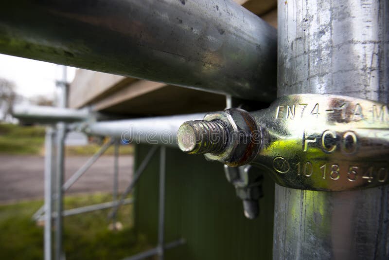 Scaffold pole connection stock photo. Image of assembly - 164123128