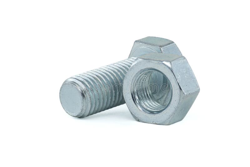 Galvanized Bolt and Nut Isolated on White Background Stock Photo ...