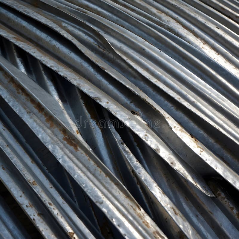 Galvanized Corrugated Metal with Wavy Texture and Aged Weathering Stock ...