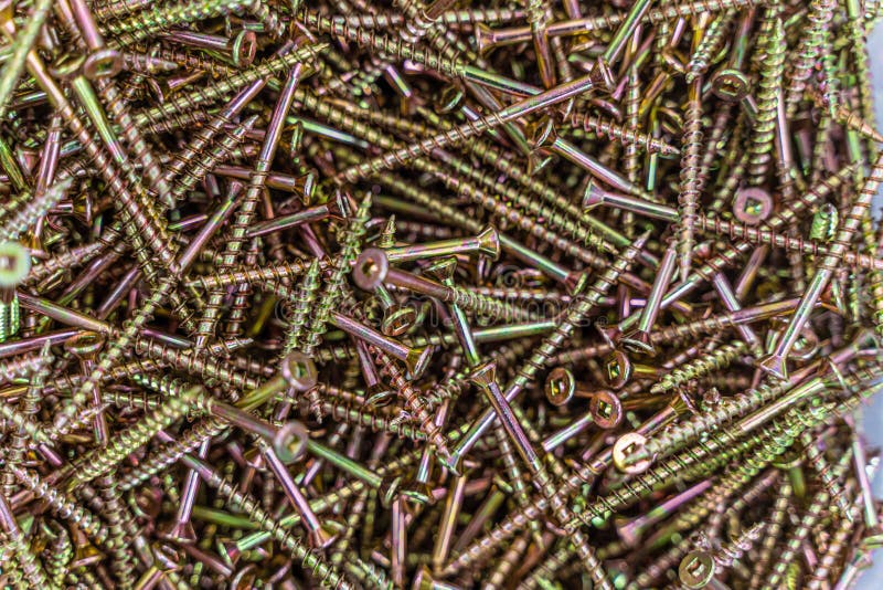 Galvanized Deck Screws in Bucket in a Factory Workshop Stock Image ...