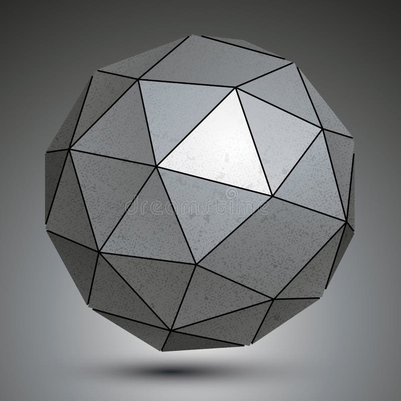 Galvanized Facet 3d Sphere, Grayscale Abstract Object. Stock Vector ...