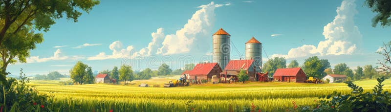 Galvanized Farm Equipment, an Expansive View of a Farm Where Galvanized ...