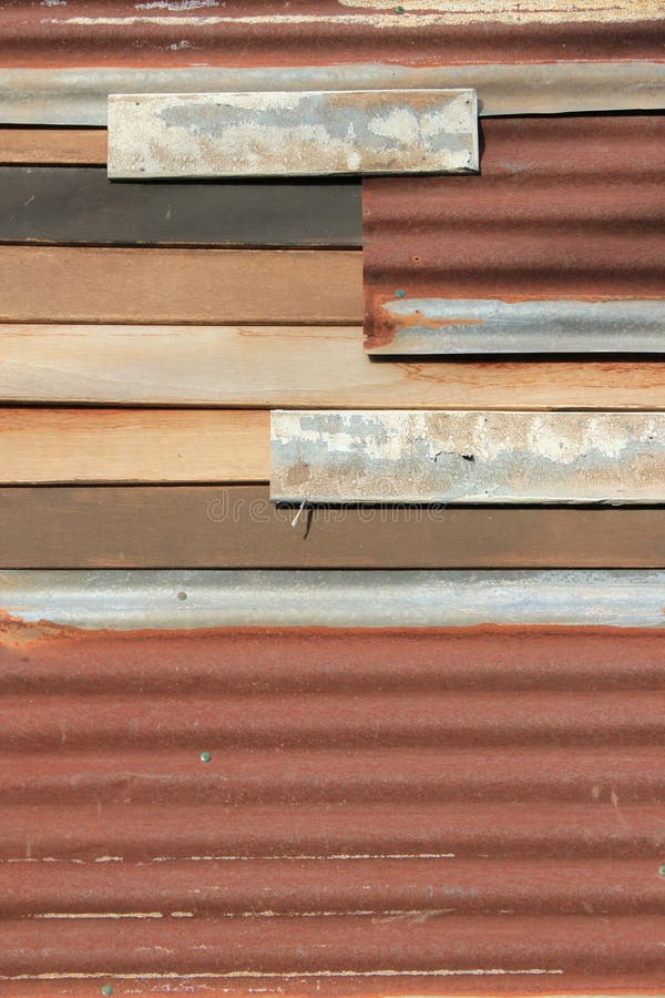 Galvanized Iron and Wood Texture Wall Stock Photo - Image of east ...