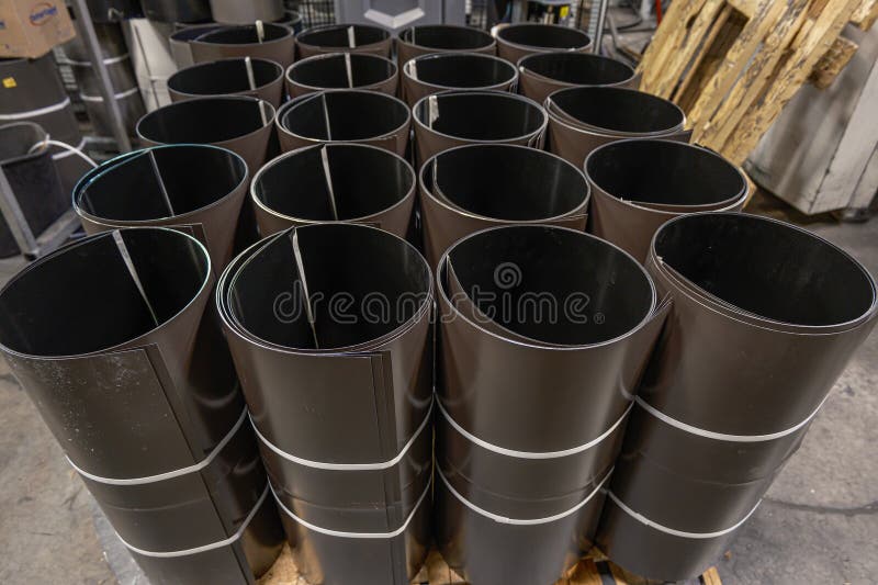 Galvanized Roll Valley Black in Factory Workshop Stock Photo - Image of ...