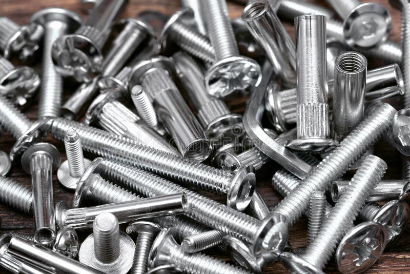 Galvanized screws. stock image. Image of background - 141635887